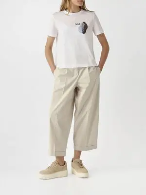 Max Mara Danza Cropped Cotton Trousers - Mastic