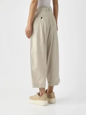 Max Mara Danza Cropped Cotton Trousers - Mastic