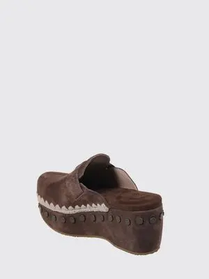 Mou Clogs With Studs And Braided Detail - Brown
