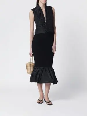 PATOU Jersey Midi Skirt With Ruffle Hem
