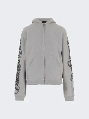 Balenciaga Cursive Zip-up Hoodie - Gray