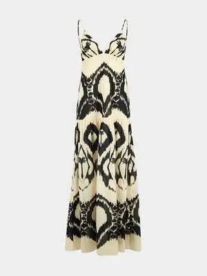 Johanna Ortiz Zea Palm Print Maxi Dress Black