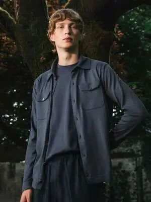 PIACENZA CASHMERE 1733 Silk Cotton Overshirt - Blue