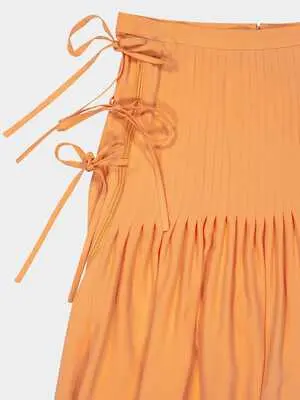 Rabanne Bow Detail Pleated Midi Skirt - Orange