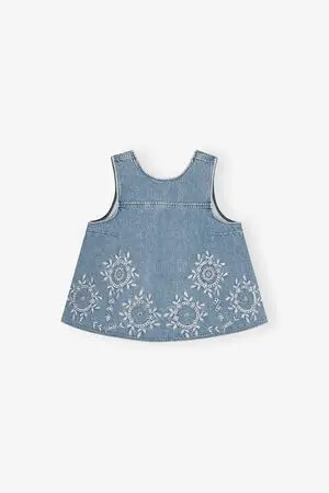 GANNI Broderie Anglaise Denim Top