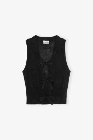 GANNI Tie String Vest - Black