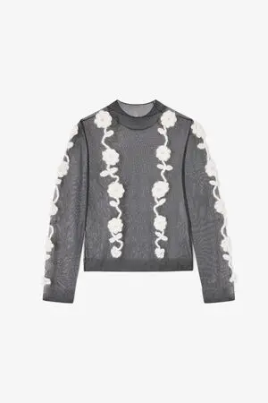 GANNI Flower Crochet Turtleneck