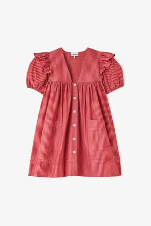 GANNI Ribbed Knit Mini Dress - Red