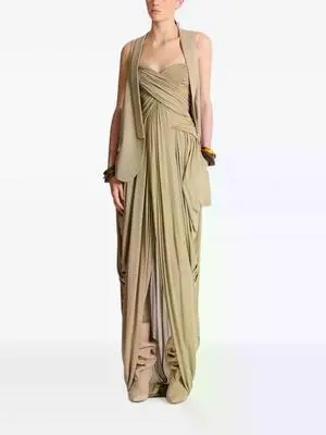 Balmain Draped Strapless Jumpsuit - Neutrals