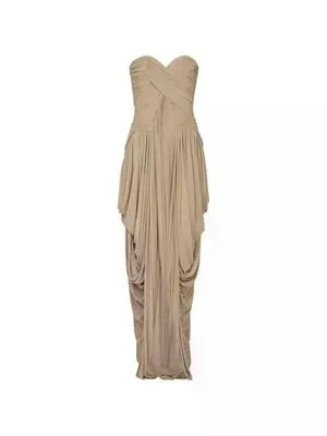 Balmain Draped Strapless Jumpsuit - Neutrals