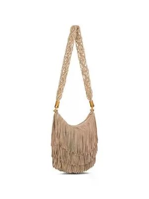 Balmain Fringed Calfskin Shoulder Bag - Neutrals