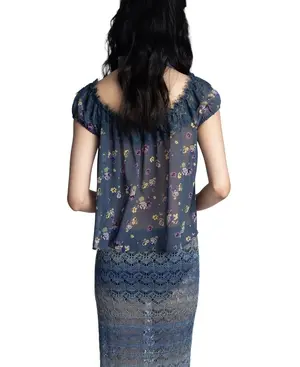 Anna Sui Night Blooming Chiffon Top