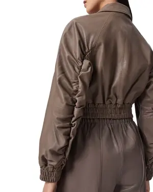 ALLSAINTS Leather Bomber Jacket - Mole Brown