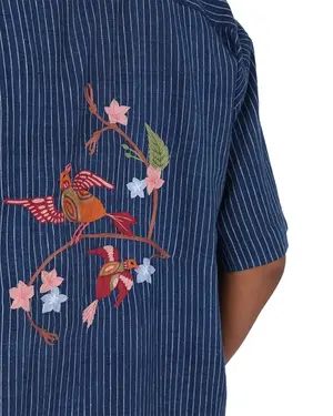 KARDO Rohit Boxy Fit Floral Shirt - Indigo