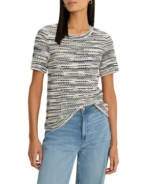 NIC+ZOE Spacedye Tuck Stitch Sweater Tee - Blue Multi