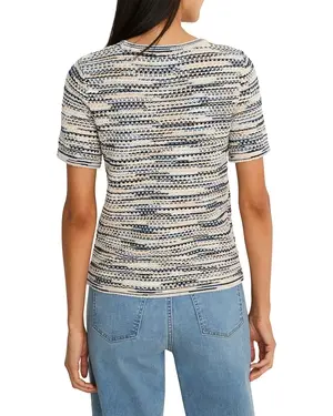 NIC+ZOE Spacedye Tuck Stitch Sweater Tee - Blue Multi