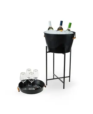 TWINE Beverage Tub With Stand & Tray - Black