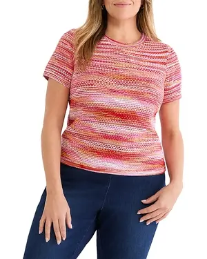 NIC+ZOE Spacedye Tuck Stitch Sweater - Red Multi