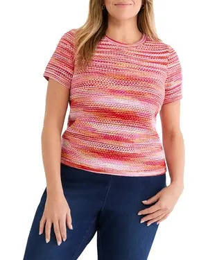 NIC+ZOE Spacedye Tuck Stitch Sweater - Red Multi