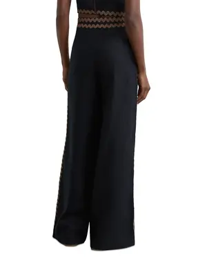 REISS Petites Mila Linen Wave Trim Pants