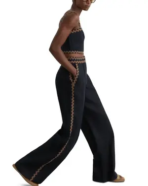 REISS Petites Mila Linen Wave Trim Pants