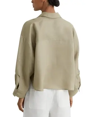 REISS Solena Linen Shirt - Green
