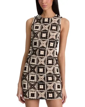 Alice + Olivia A-line Mini Dress - Black/multi