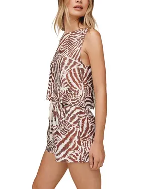 Bella Dahl Sleeveless Boat Neck Top - Abstract Shell Print
