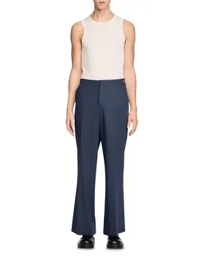 Sandro Wide Leg Boucle Wool Trousers
