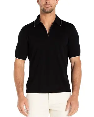 LIVERPOOL Short Sleeve Zipper Sweater Polo - Black