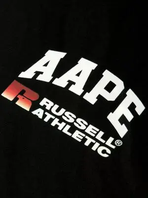 AAPE BY *A BATHING APE X Russell Athletic Logo-print Crew-neck T-shirt - Black
