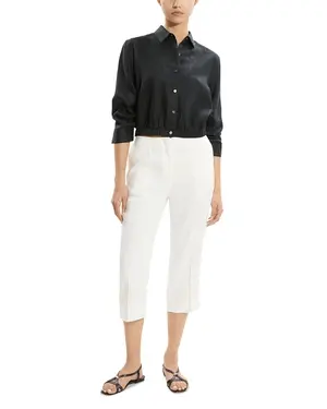 Theory Fixed Sleeve Linen Top - Black