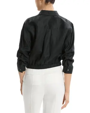 Theory Fixed Sleeve Linen Top - Black