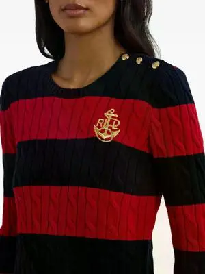 Ralph Lauren Cable-knit Striped Cotton Sweater - Blue