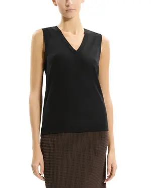 Theory Slim Tank Top In Merino Wool - Black
