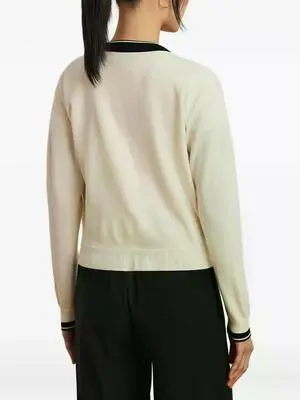 Ralph Lauren Logo-embroidered Contrast-trim Cardigan - Neutrals