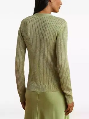 Ralph Lauren Ribbed-knit Metallic-thread Cardigan