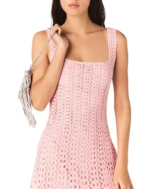 Maje Rhinestone Crochet Midi Dress