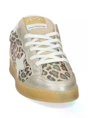 AMA-BRAND Leopard Print Metallic Sneakers