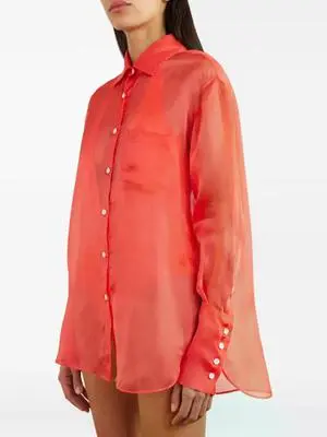 Kiki De Montparnasse Sheer Button-up Shirt - Orange