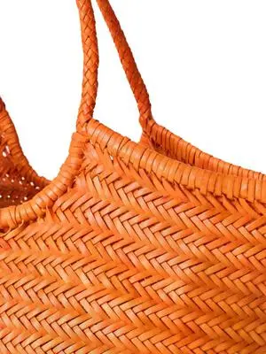 Dragon Diffusion Large Nantucket Woven Leather Shoulder Bag - Orange