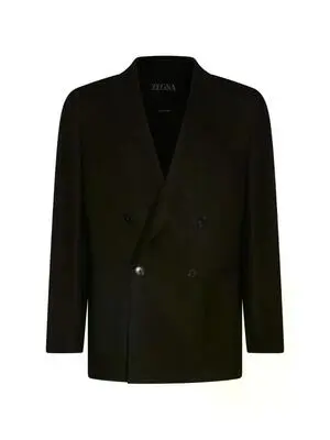 Zegna Oasi Lino Double-breasted Blazer - Brown