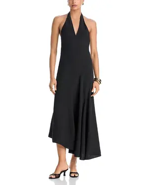 A.L.C. Celina Halter Neck Linen Dress - Black