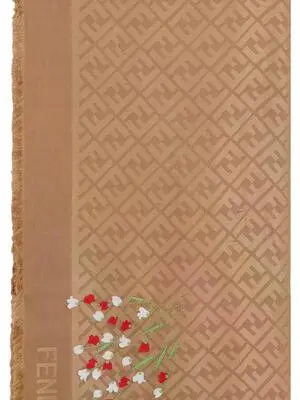 Fendi Ff Jacquard Floral-embroidered Shawl