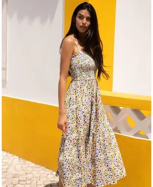 CHANGE OF SCENERY Kristen Printed Tiered Midi Dress - Wildflower Fields