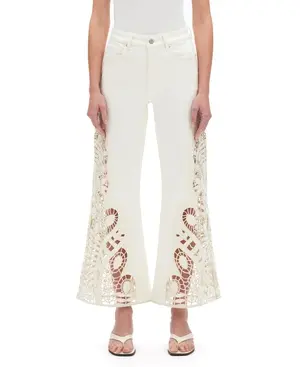 BAYEAS Embroidered Lace High Rise Wide Leg Pants