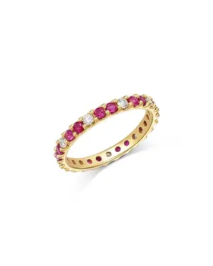 Bloomingdale'S Precious Gemstone & Diamond Eternity Band - Ruby/gold