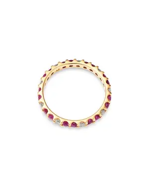 Bloomingdale'S Precious Gemstone & Diamond Eternity Band - Ruby/gold