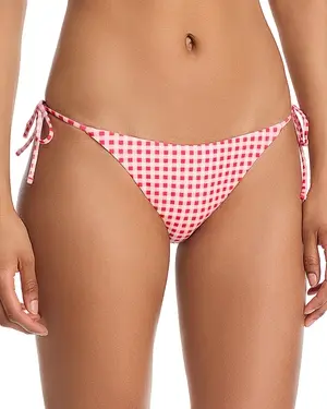 Aqua String Bikini Bottom - Gingham
