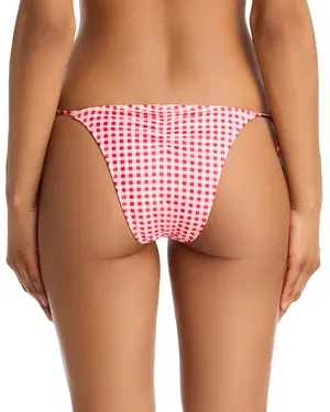 Aqua String Bikini Bottom - Gingham